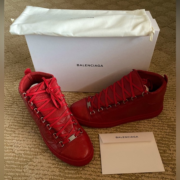 Balenciaga | Shoes | Mens Balenciaga Arena High Shiny Red | Poshmark
